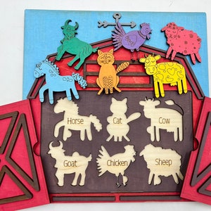 Barn Animal Puzzle SVG File for Laser Cutters, Farm Animal Puzzle ...