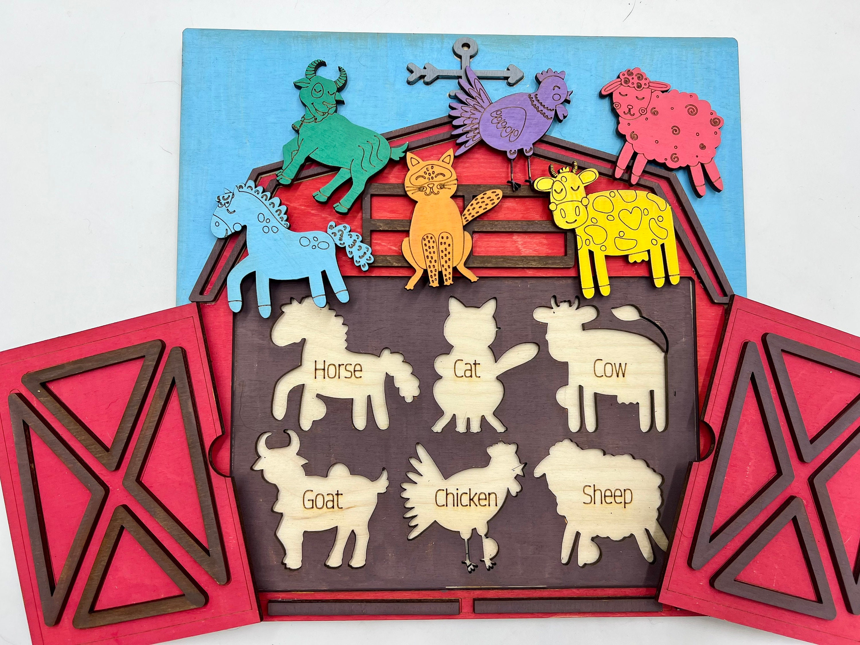 Barn Animal Puzzle SVG File for Laser Cutters, Farm Animal Puzzle ...