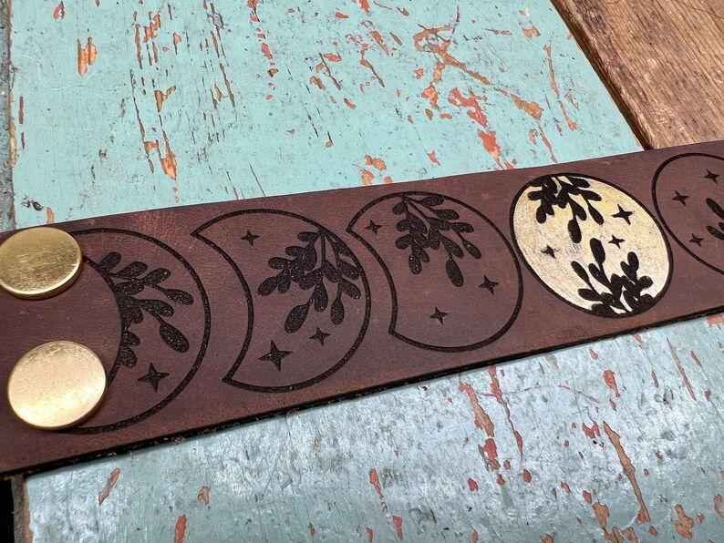Moon Phases Leather Cuff Bracelet SVG File for Laser Cutters, Jewelry ...
