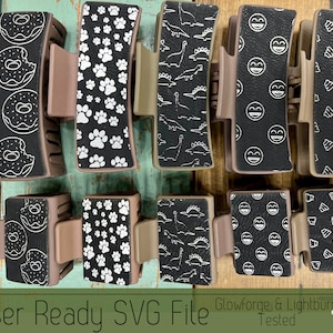 5 Silly Fun Prints Hair Clip Bundle SVG File for Laser Cutters, Large ...