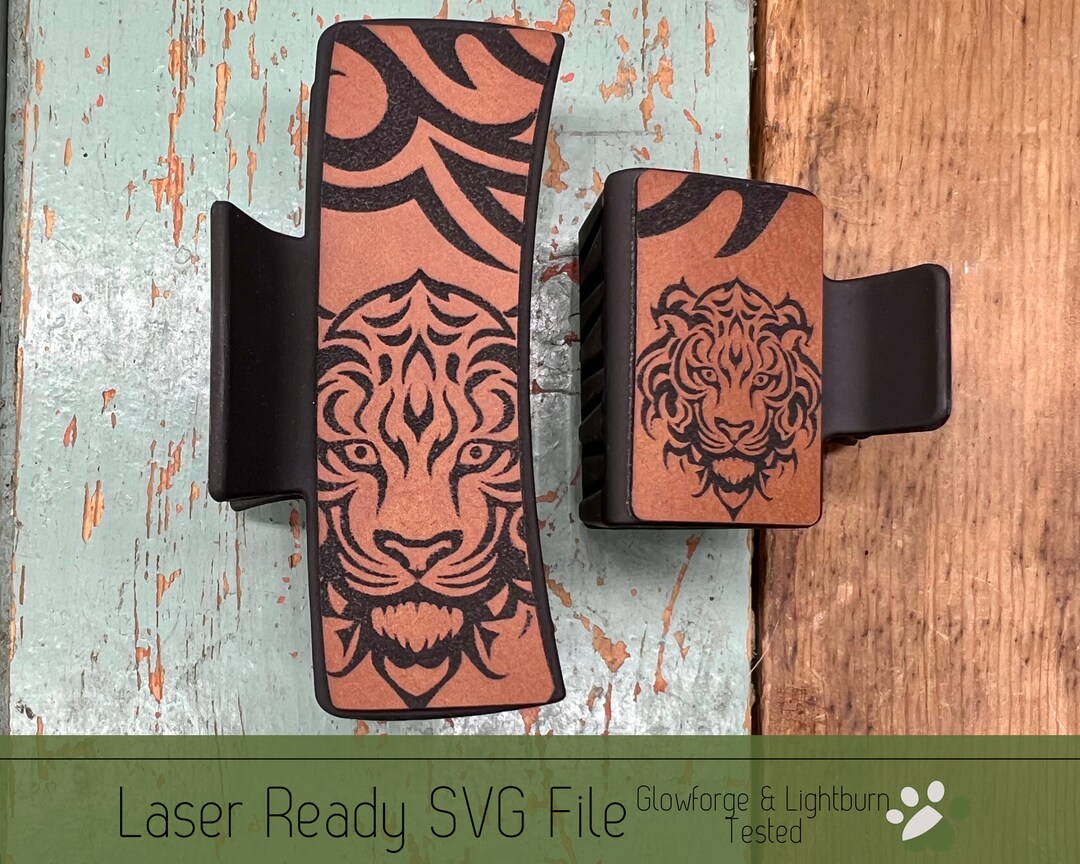 Tribal Tiger Hair Clip SVG File for Laser Cutters, Large and Small Claw ...