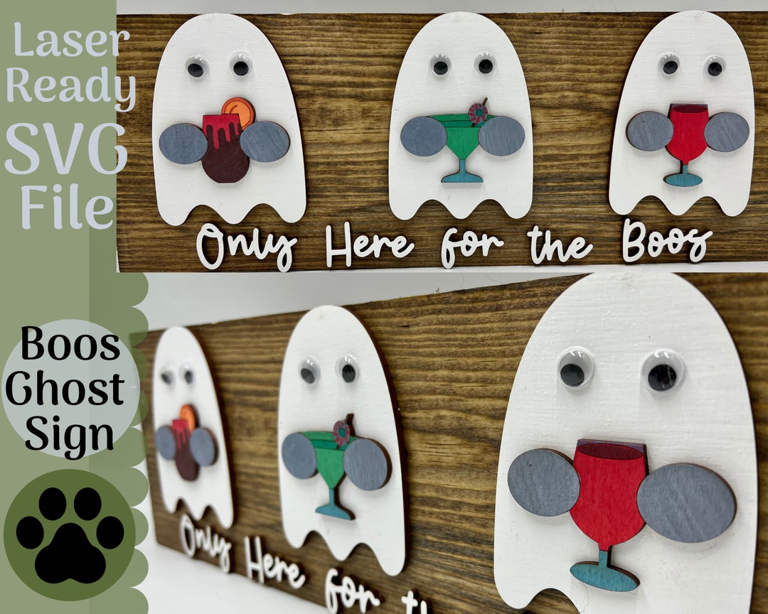 Boos Ghost Sign SVG File for Glowforge and Laser Cutters, Shelf Sitter ...