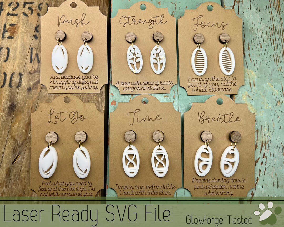 6 Post and Dangle Earring Sets With Earring Cards SVG File for Laser ...