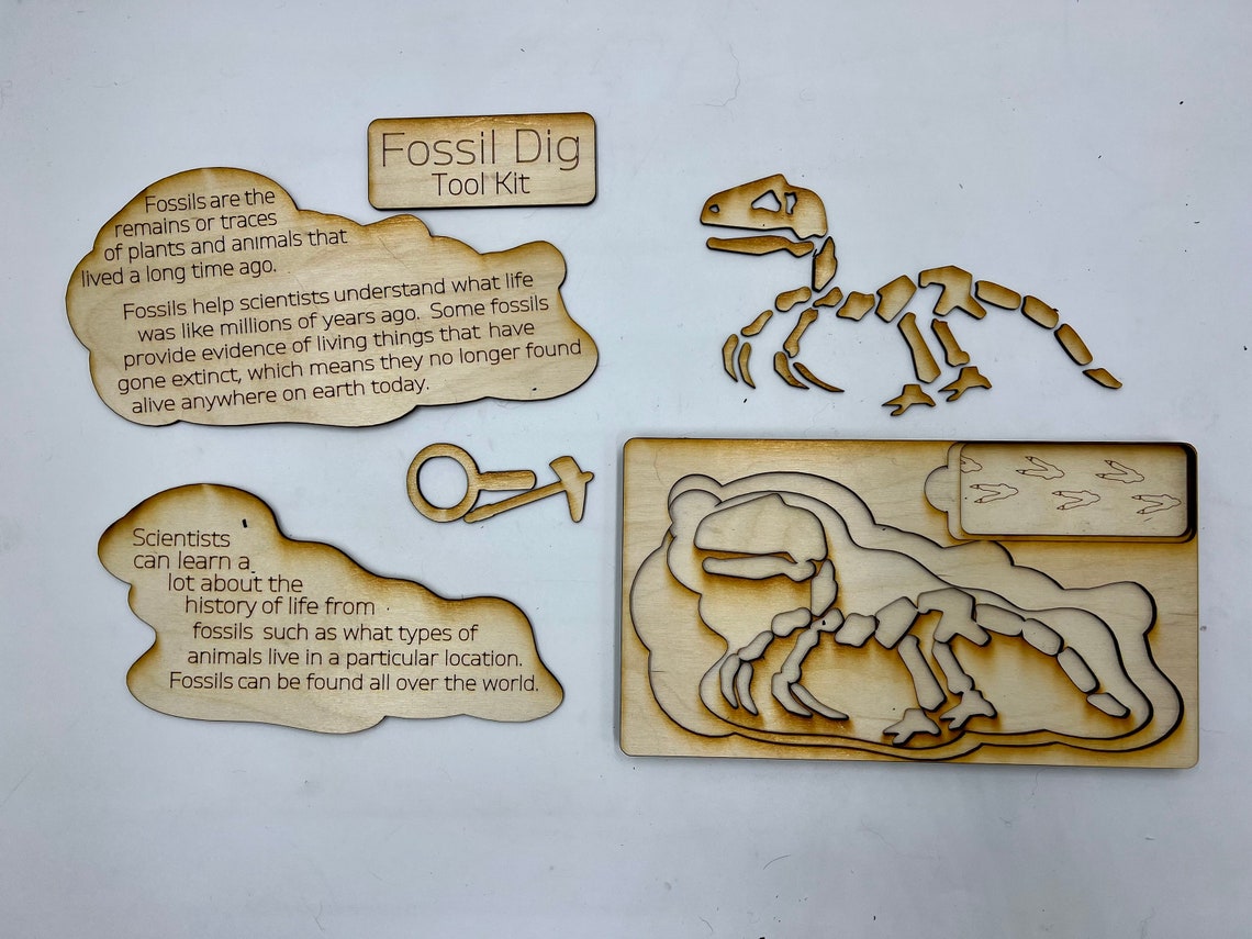 Dinosaur Dig Fossil Layered Puzzle SVG for Glowforge and Laser - Etsy