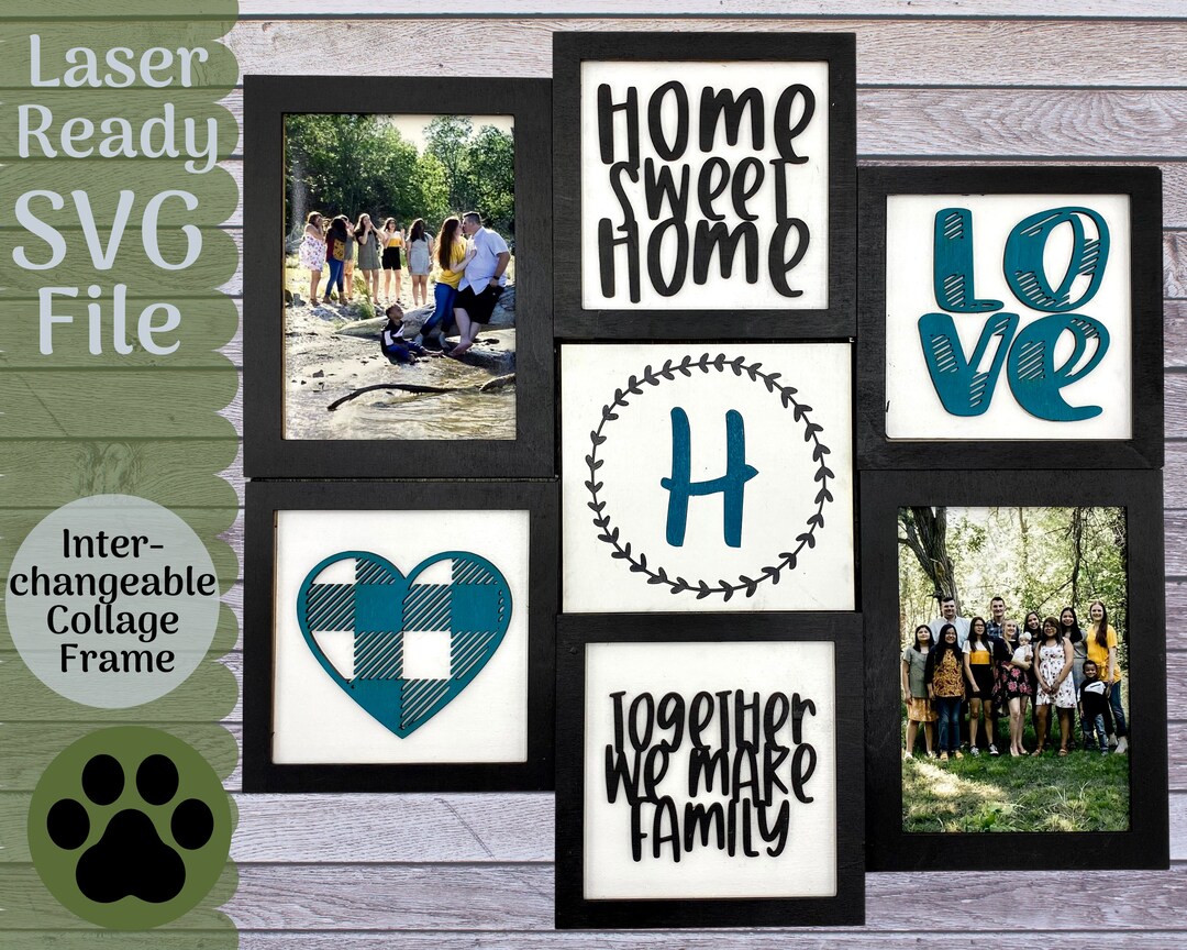 Frame SVG File Interchangeable Collage Frame for Square Signs and 5x7 ...