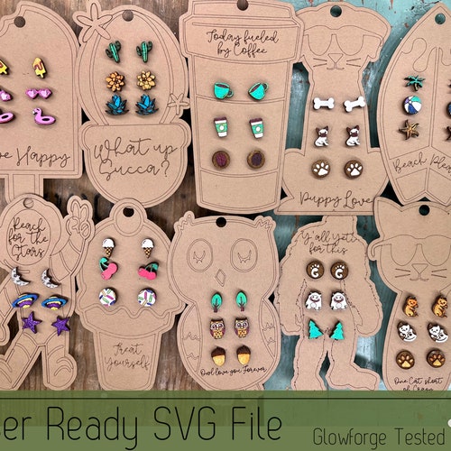 Valentines Heart Stud Earring Bundle SVG File for Laser - Etsy