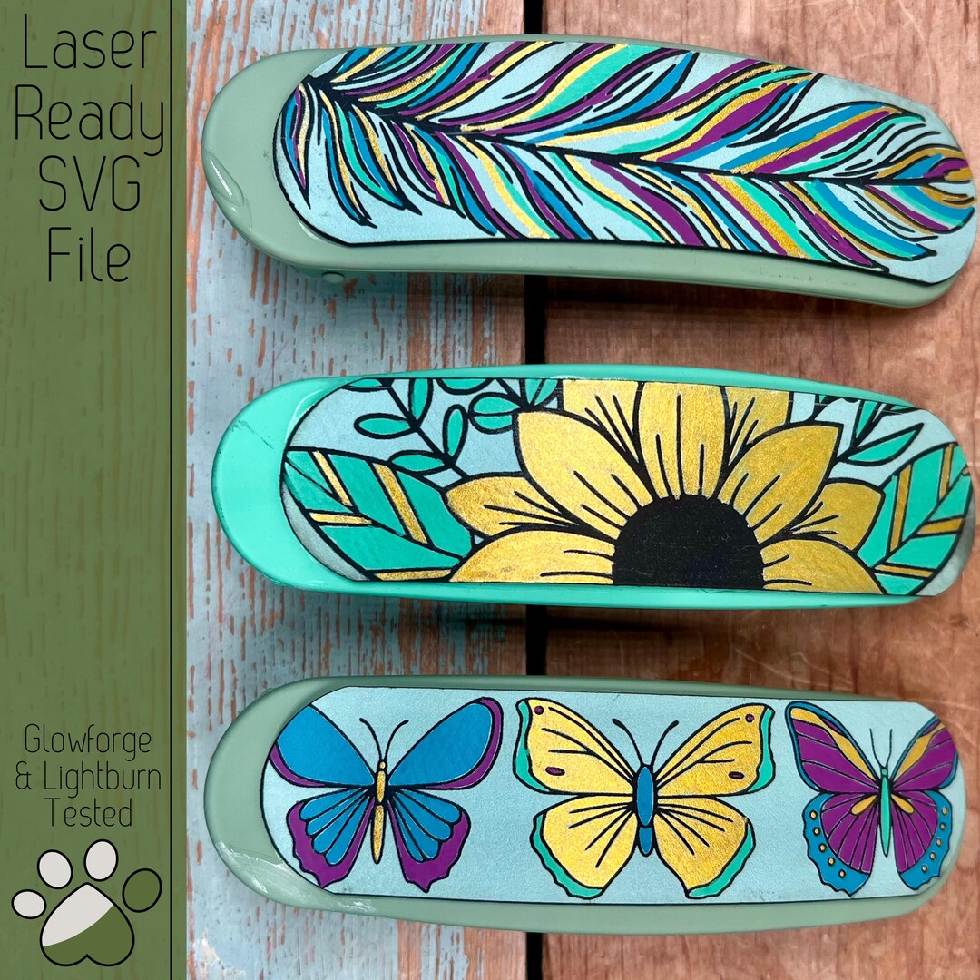 3 Beautiful Flat Hair Clip Bundle SVG File for Laser Cutters, Large ...
