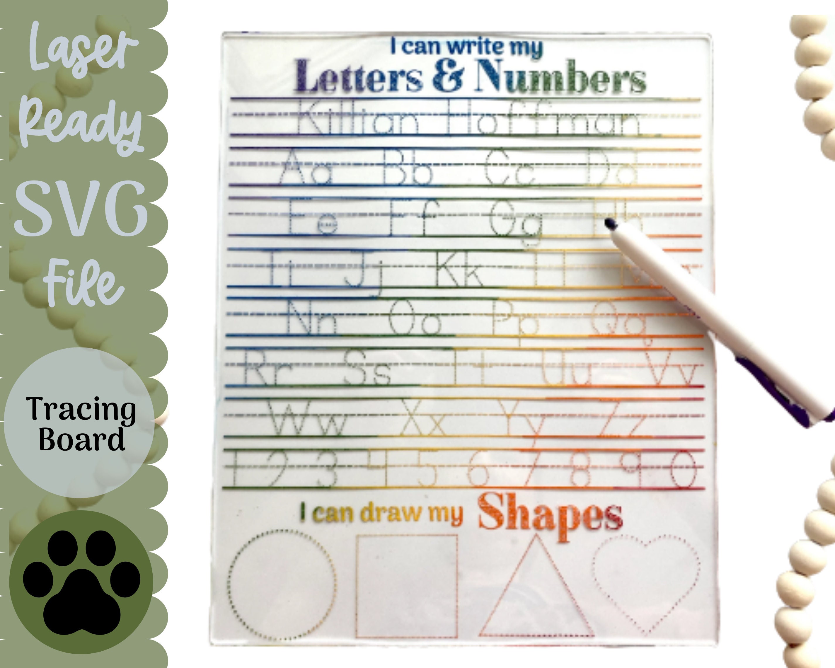 SVG File for Reusable Dry Erase Writing Board Childs Name - Etsy