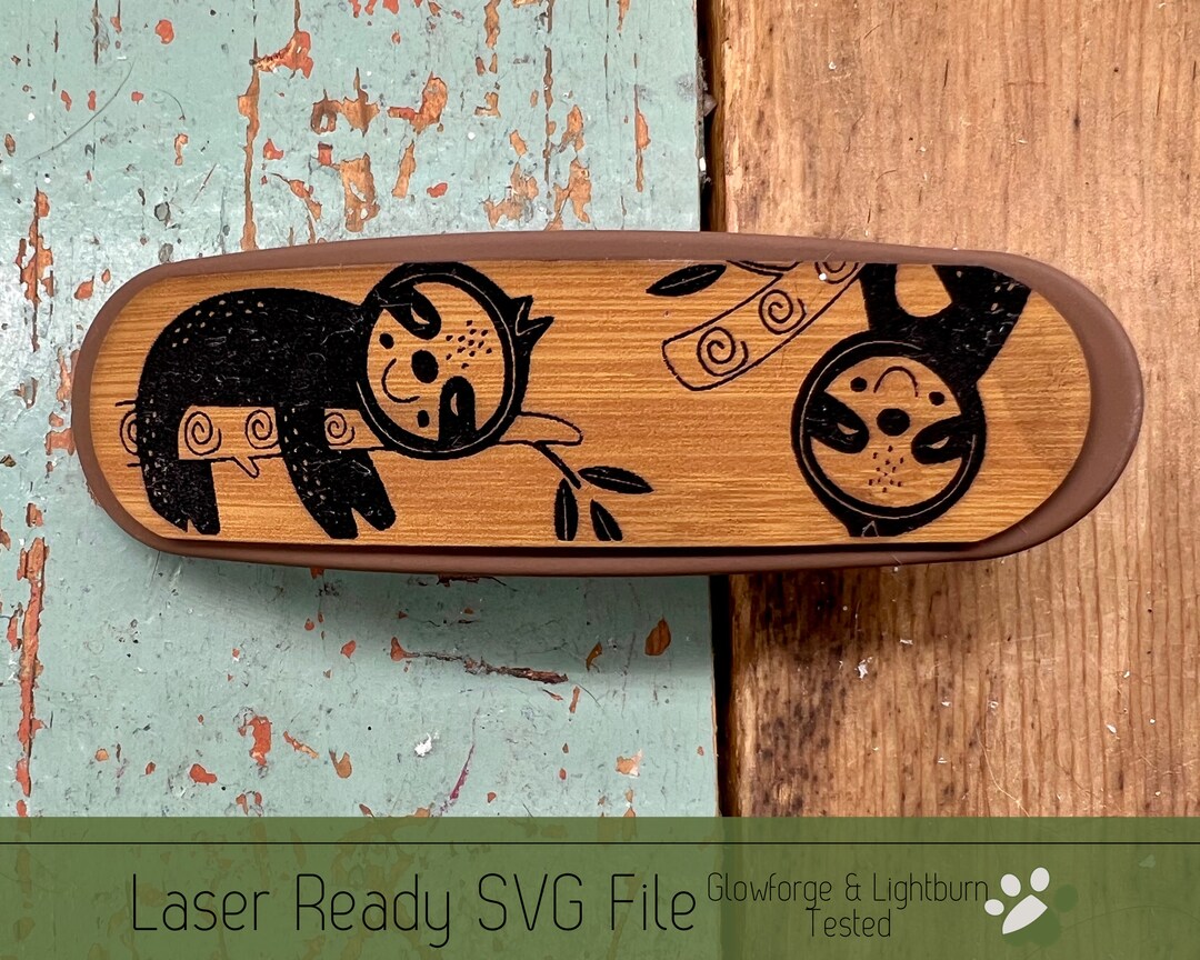 Sloth Flat Hair Clip SVG File for Laser Cutters, Large Flat Hair Clip ...