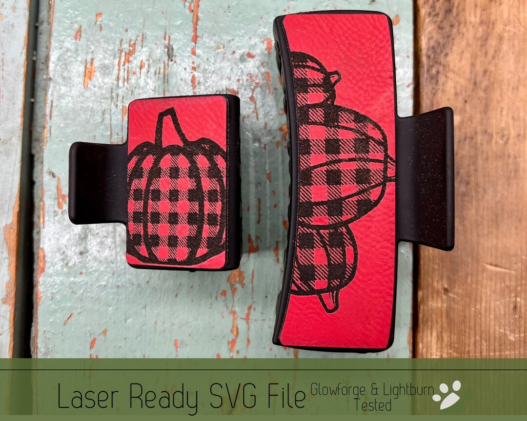 Pumpkin Buffalo Plaid Hair Clip SVG File for Laser Cutters, Large and ...