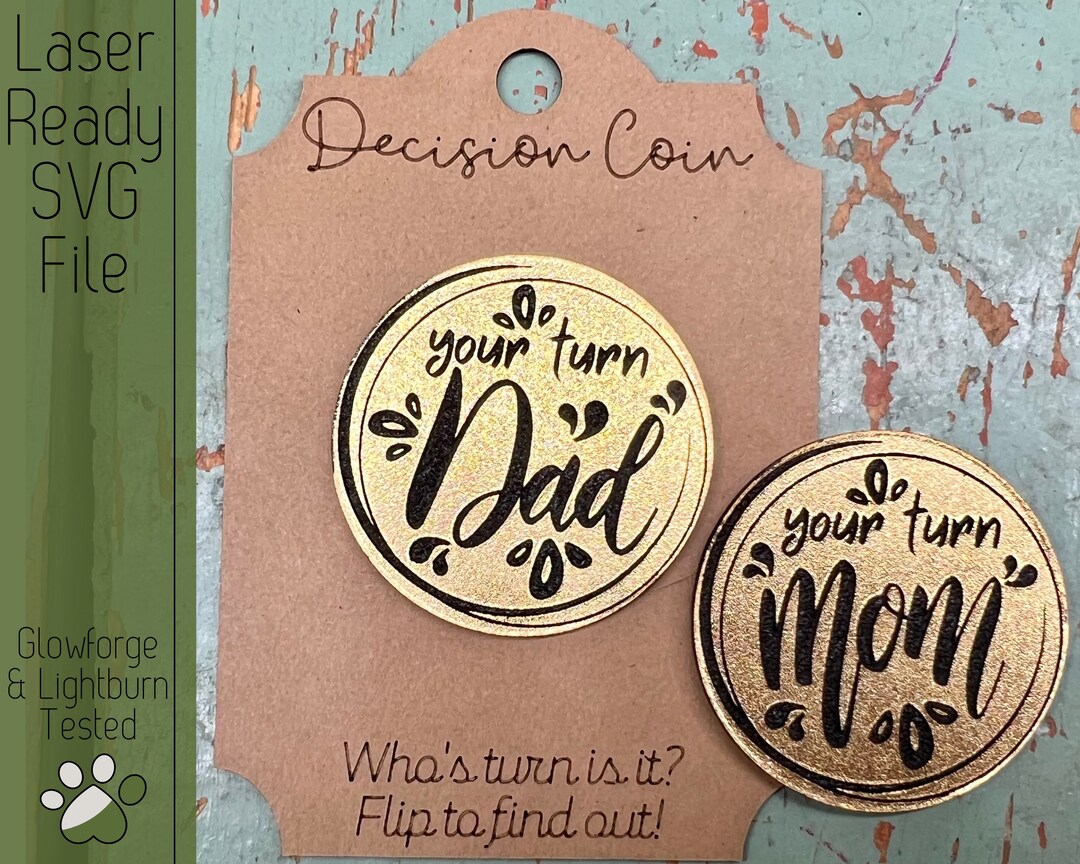 Decision Coin SVG File for Laser Cutters, Glowforge Ready File Includes ...