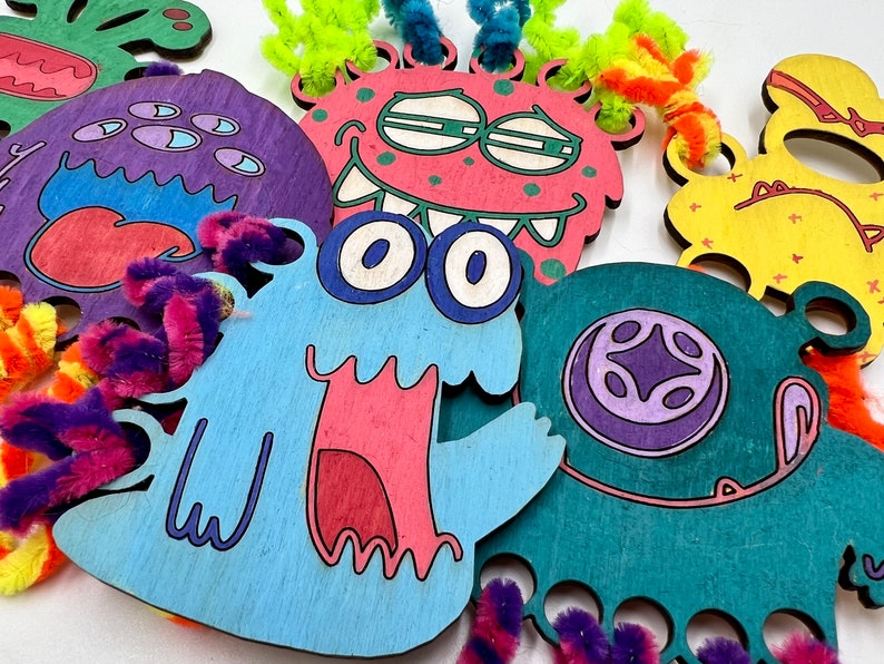 Pipe Cleaner Monsters SVG File for Laser Cutters, Glowforge DIY Kit ...