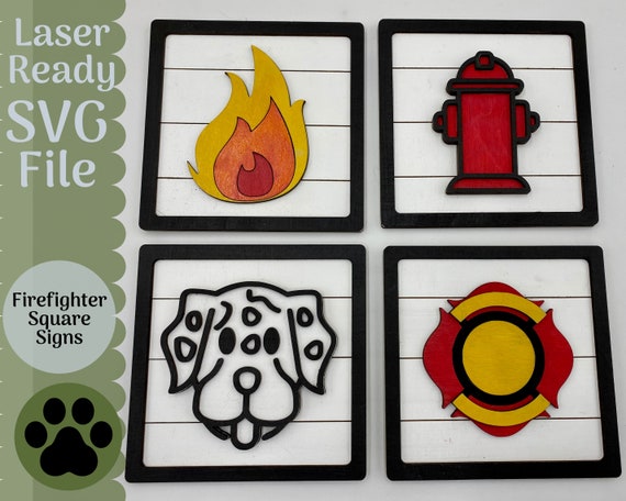 Firefighter Sign Set SVG File for Laser Cutters 4 Signs | Etsy