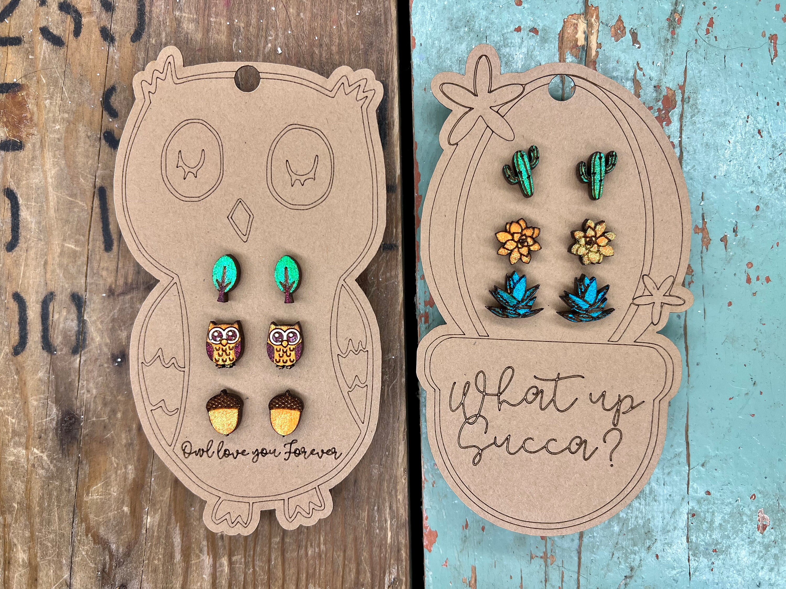 30 Stud Earrings With Earring Cards SVG File for Laser Cutters ...