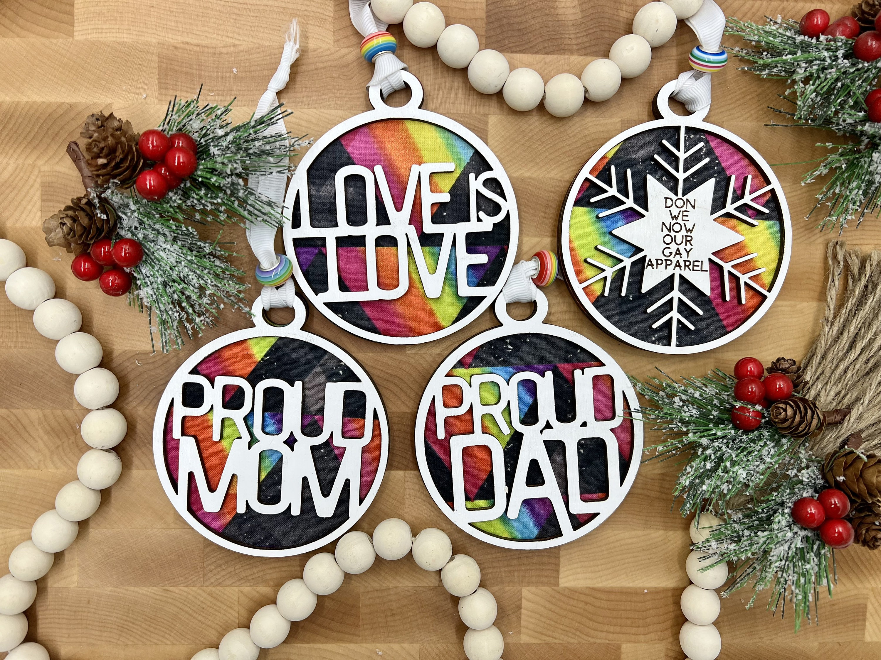 Pride Christmas Ornaments SVG File for Laser Cutters, Glowforge Ready ...