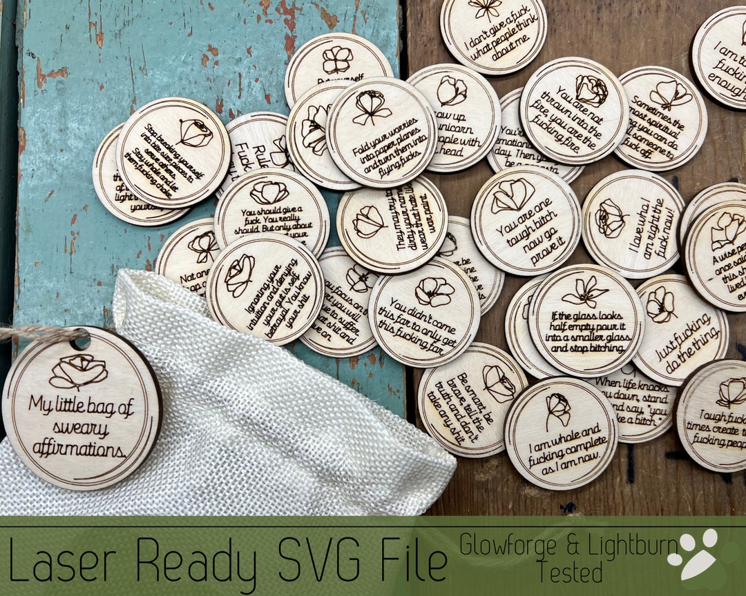 Sweary Affirmation Bundle SVG File for Glowforge and Laser Cutters, 30 ...