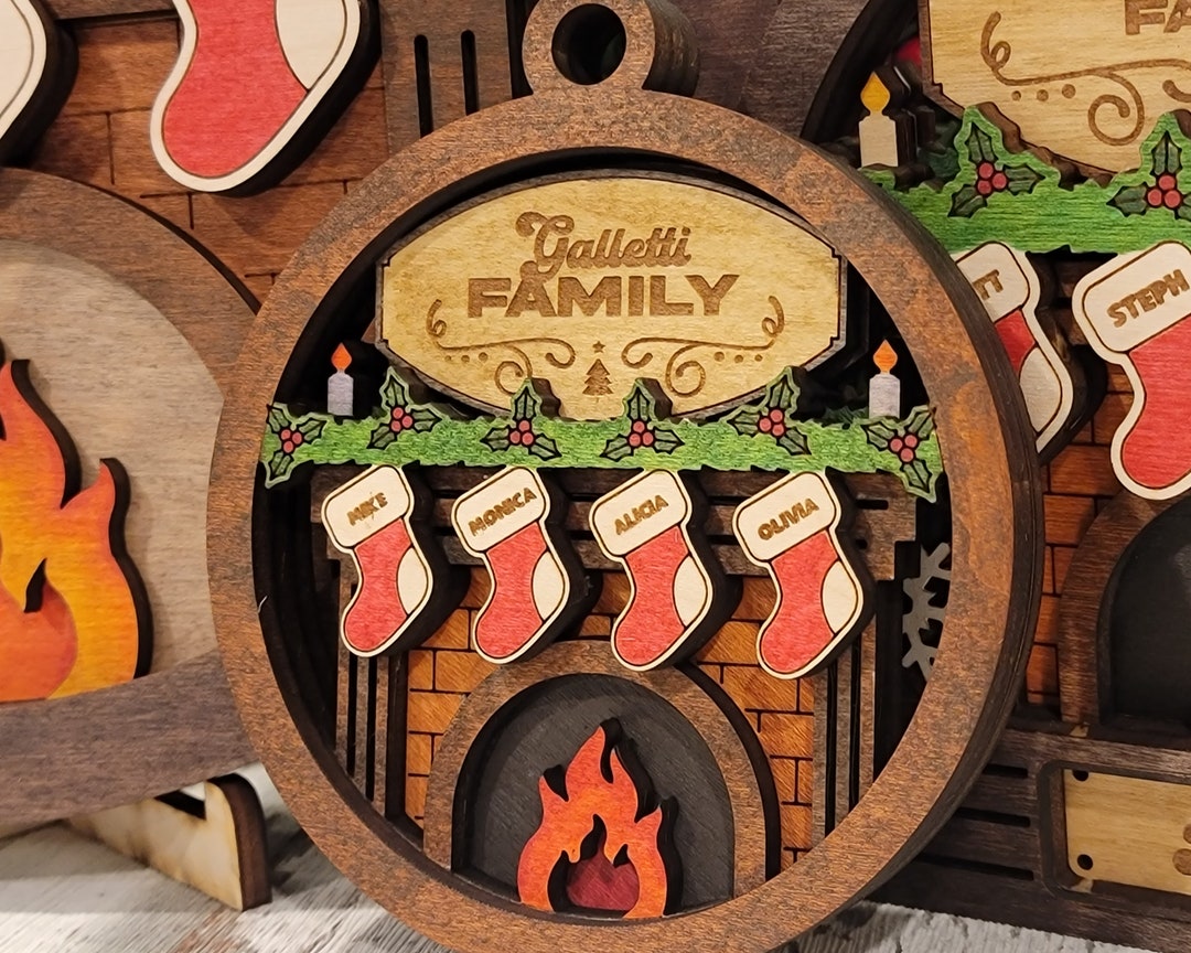 Family Fireplace Christmas Ornament With Personalized Engraving ...