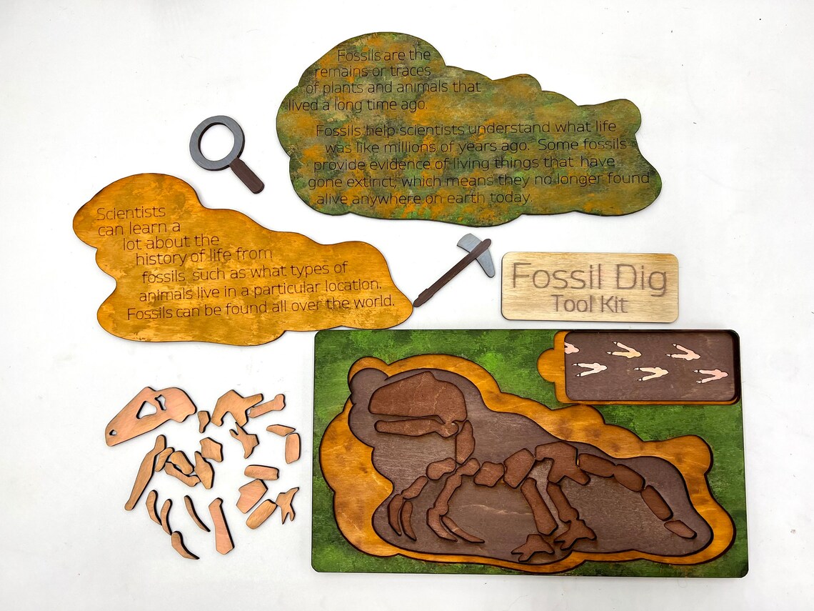 Dinosaur Dig Fossil Layered Puzzle SVG for Glowforge and Laser - Etsy