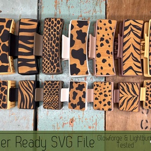 7 Animal Print Hair Clip Bundle SVG File for Laser Cutters, Large and ...