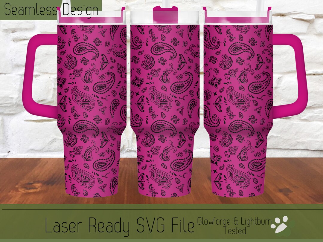 Bandana Tumbler Wrap 40oz SVG File Laser, Engrave File for 40 Oz ...