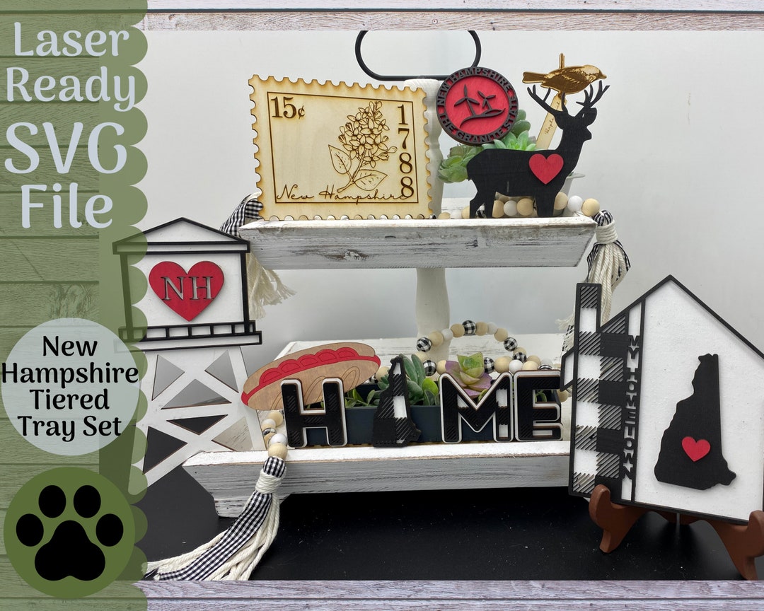 SVG File New Hampshire Tiered Tray Set, My Home State Laser Cut File ...