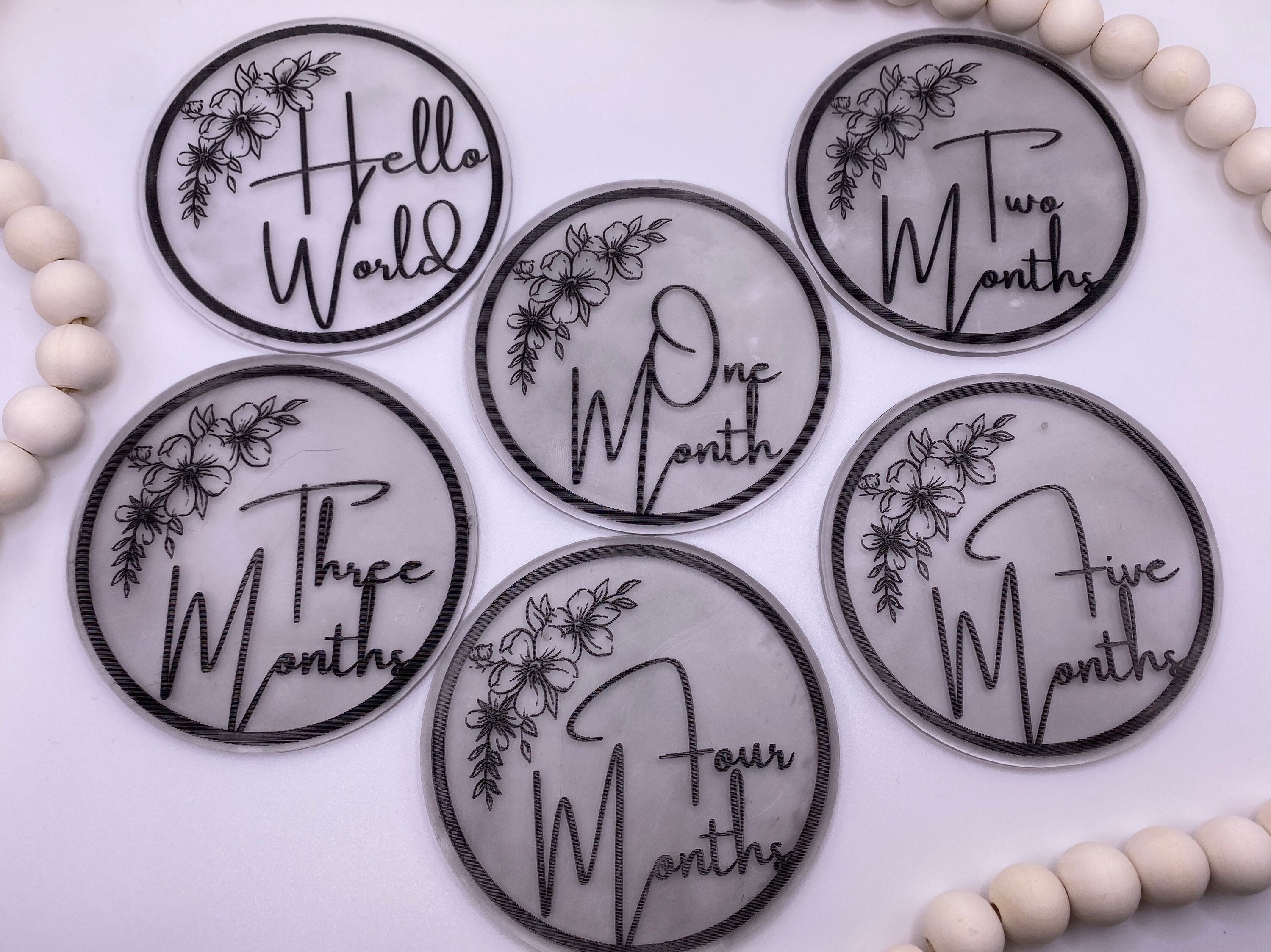 Baby Milestone SVG File Floral Milestone Markers Laser Files | Etsy