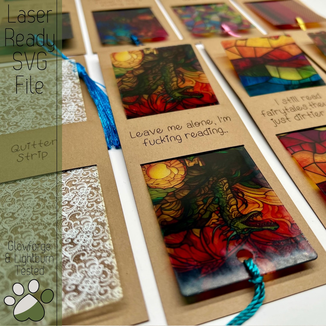 8 Dirty Bookmark Sleeve Bundle SVG File for Glowforge and Laser Cutters ...