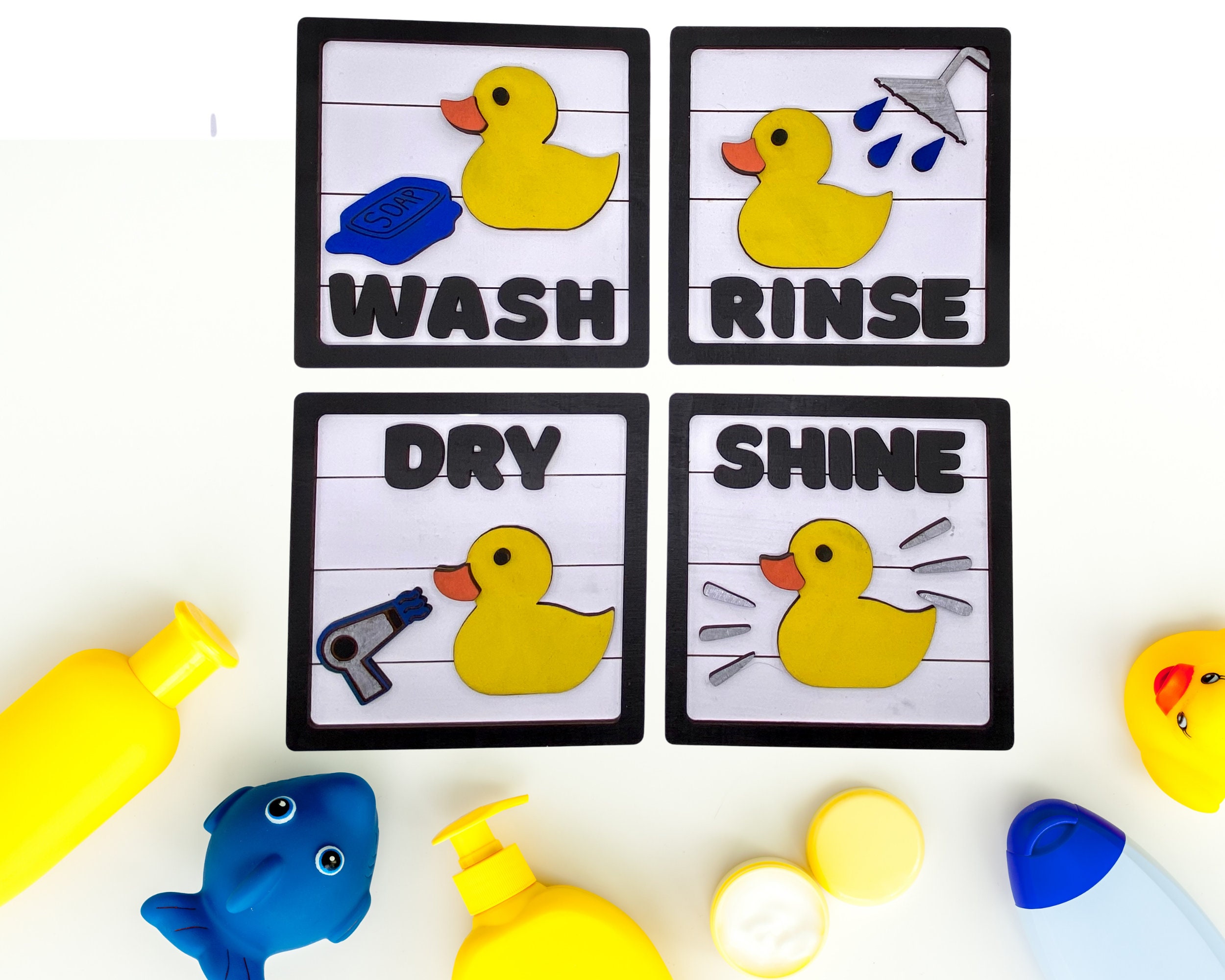 Rubber Duck Sign Set SVG File for Laser Cutters, 4 Signs With Shiplap ...