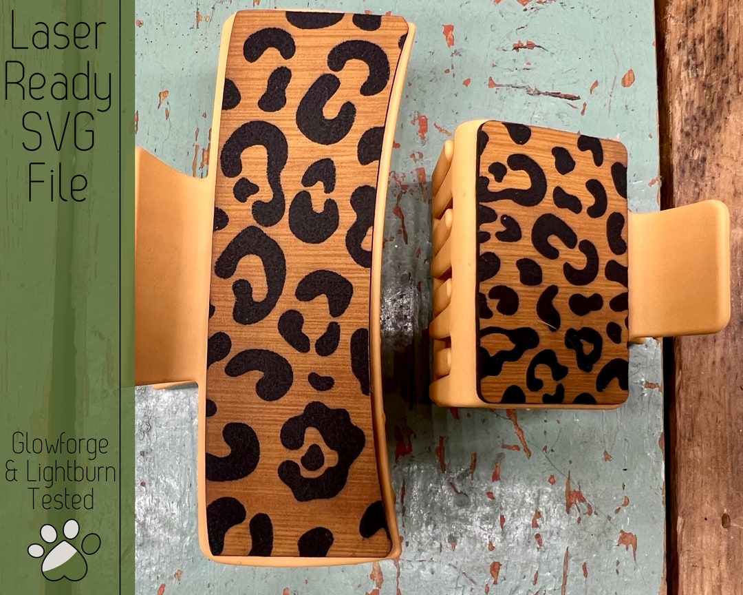 Leopard Print Hair Clip SVG File for Laser Cutters, Large and Small ...