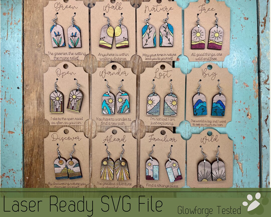12 Arch Dangle Earring Set With Earring Cards SVG File for Laser ...