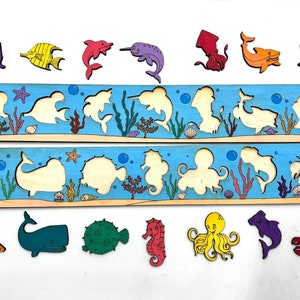 Sea Life Puzzle Set SVG File for Laser Cutters, 2 Ocean Creature ...