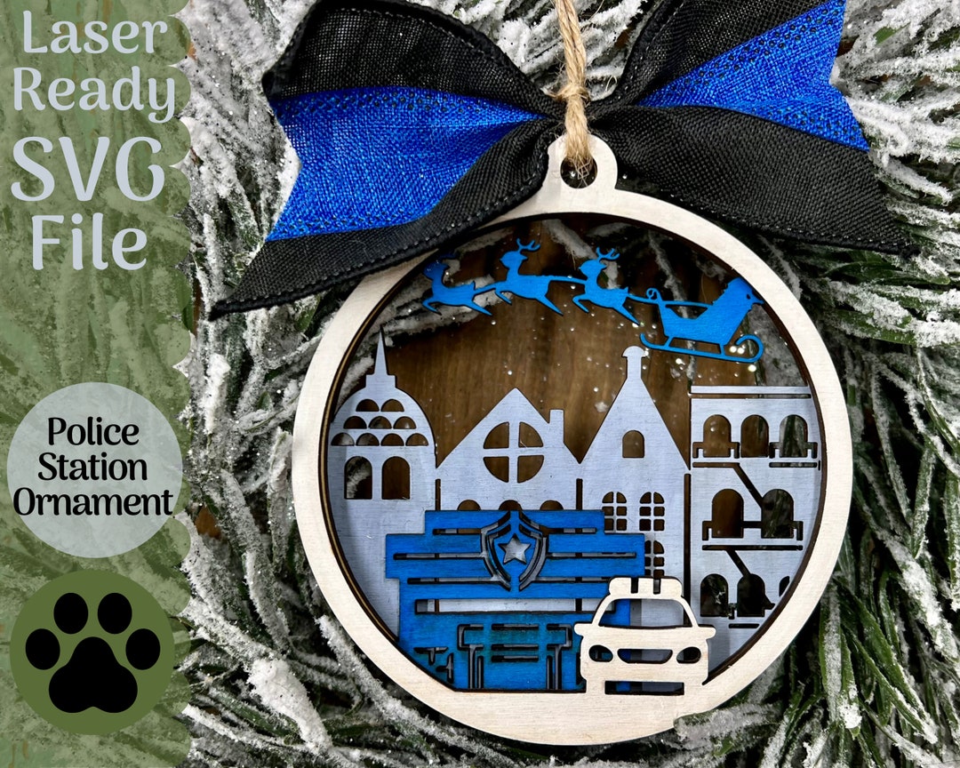 Police Station Ornament SVG File for Laser Cutters, Glowforge Ready ...