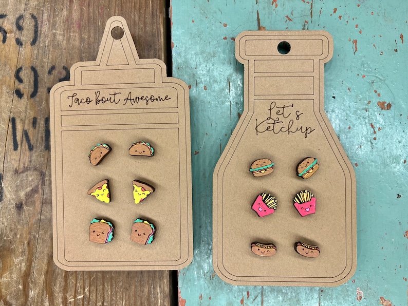 30 Stud Earrings With Earring Cards SVG File for Laser Cutters ...