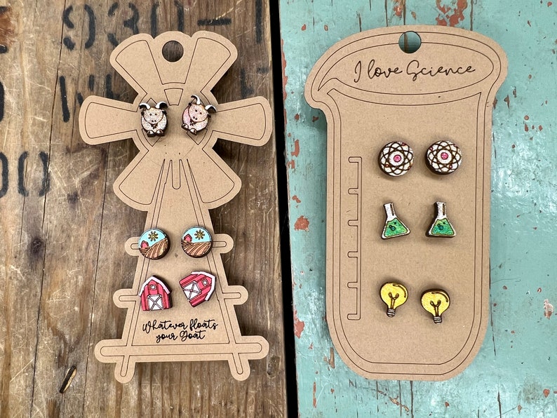 30 Stud Earrings With Earring Cards SVG File for Laser - Etsy