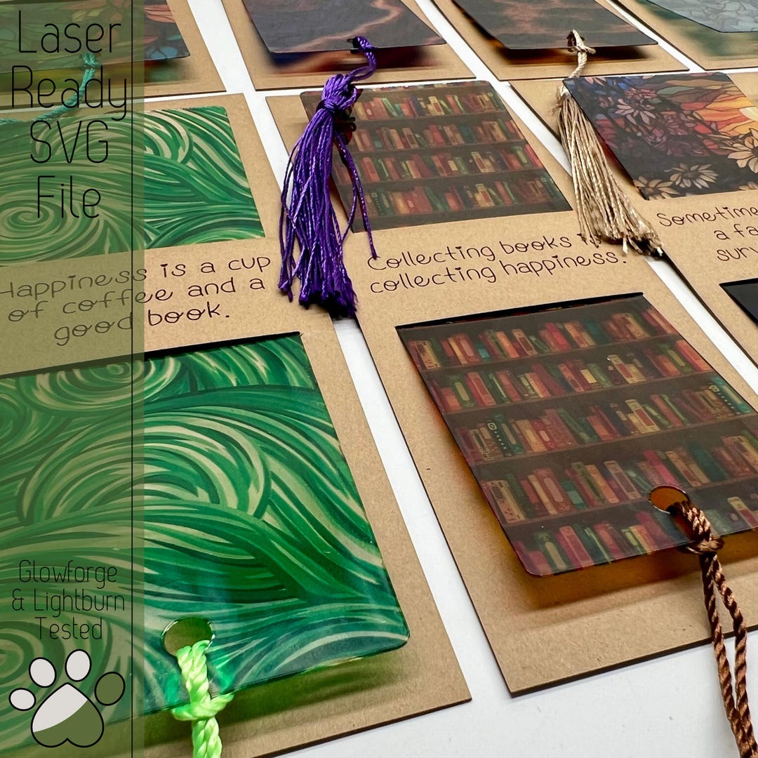 8 Bookmark Sleeve Bundle SVG File for Glowforge and Laser Cutters ...