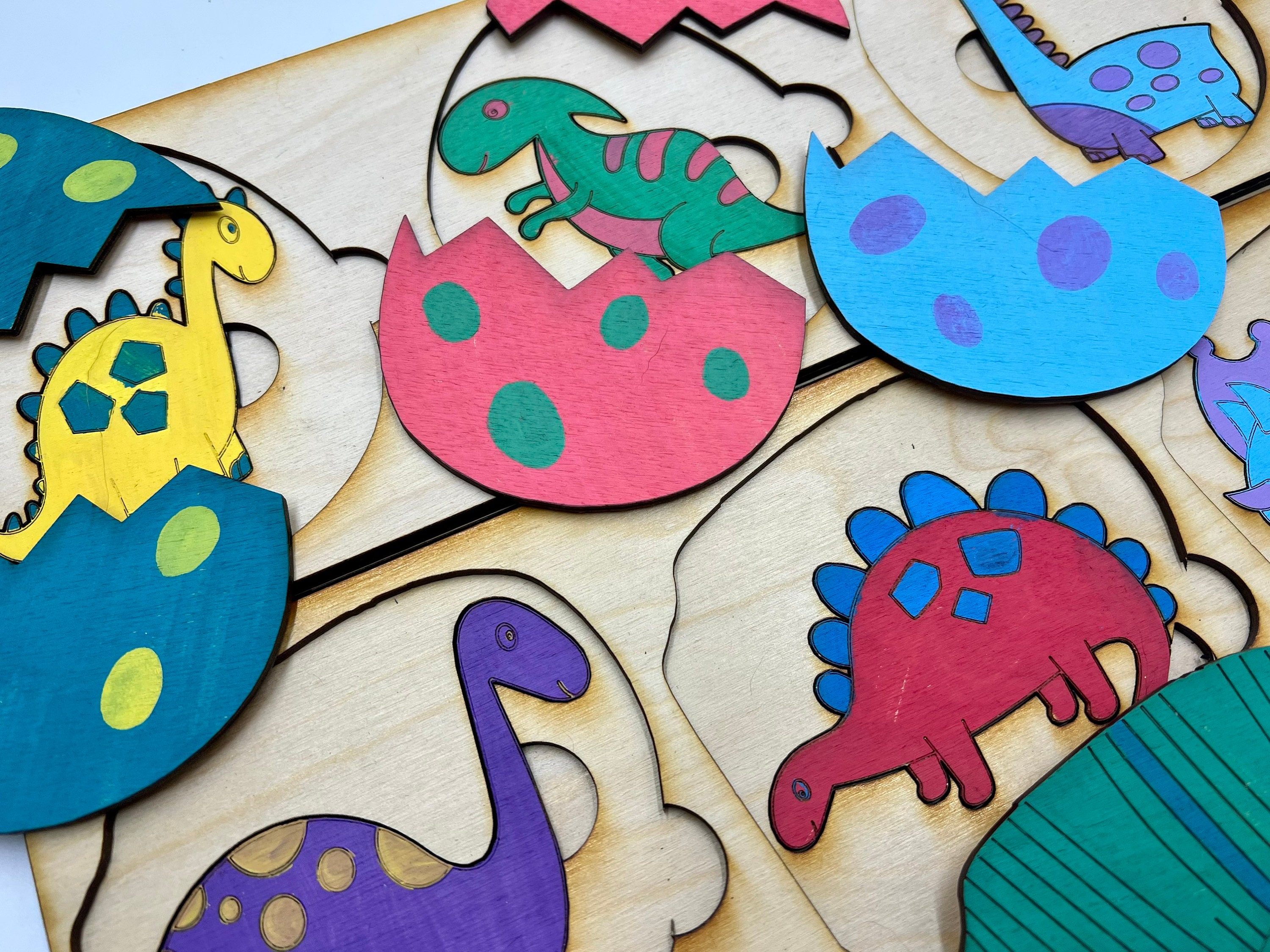 Dinosaur Hidden Puzzle Set SVG File for Laser Cutters 2 Dino - Etsy