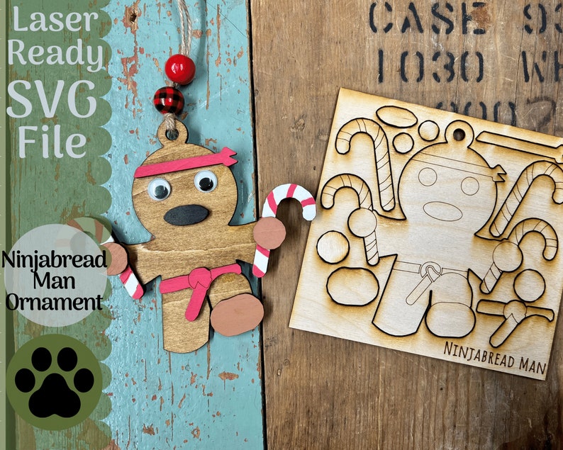 Ninjabread Man DIY Ornament SVG File for Laser Cutters - Etsy