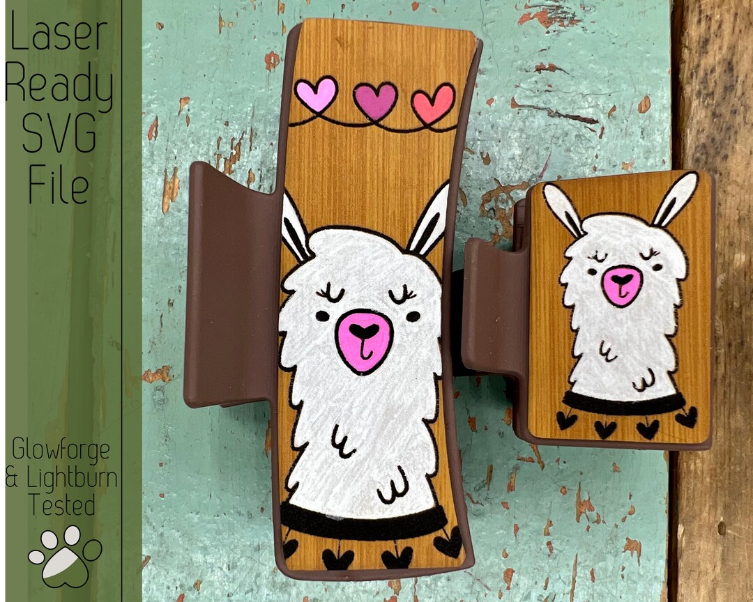 Llama Hair Clip SVG File for Laser Cutters, Large and Small Claw Hair ...