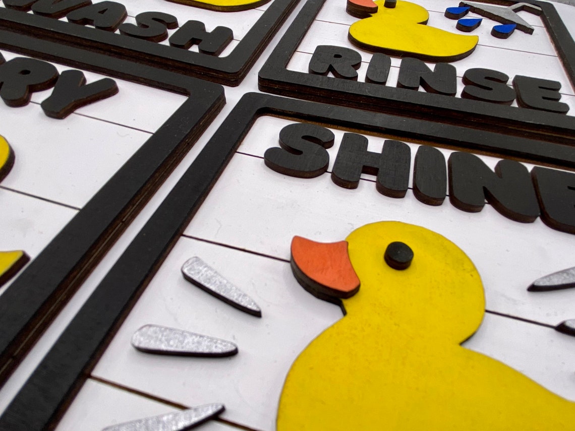 Rubber Duck Sign Set SVG File for Laser Cutters, 4 Signs With Shiplap ...