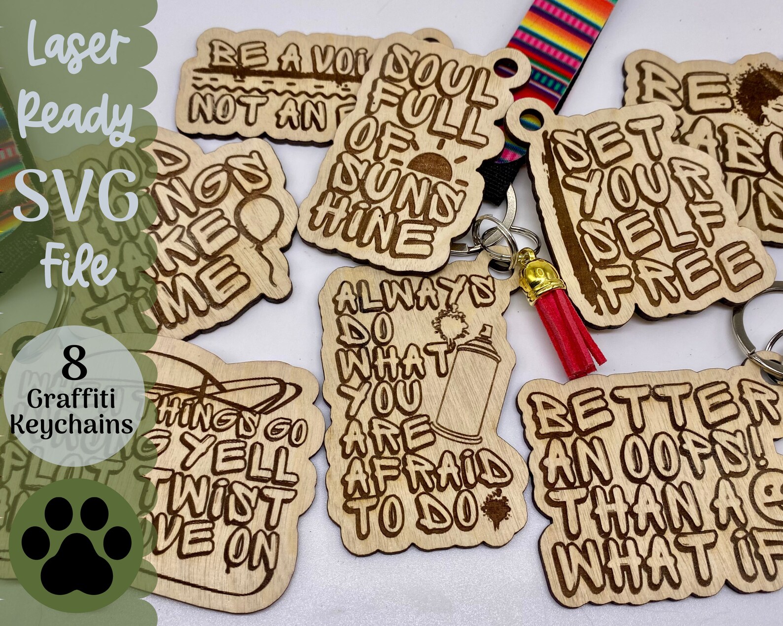 Keychain Bundle SVG File for Glowforge and Laser Cutters | Etsy