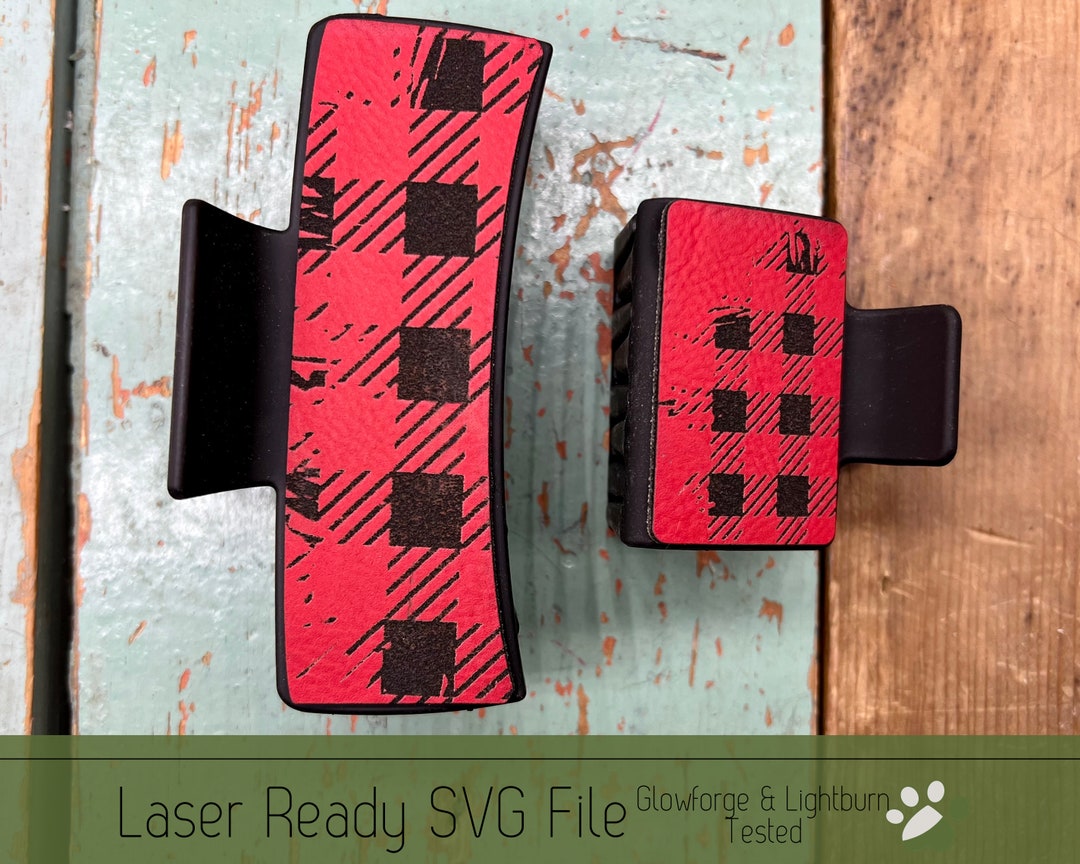 Buffalo Plaid Hair Clip SVG File for Laser Cutters, Large and Small ...