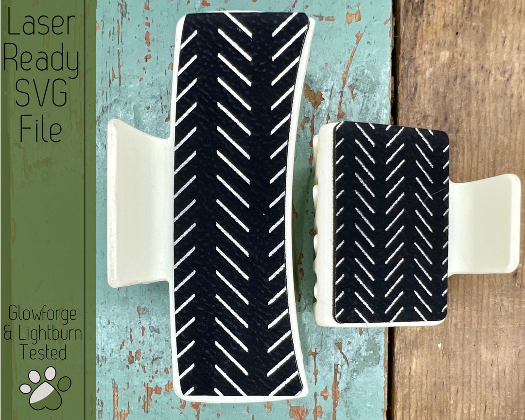 Dashes Hair Clip SVG File for Laser Cutters, Large and Small Claw Hair ...