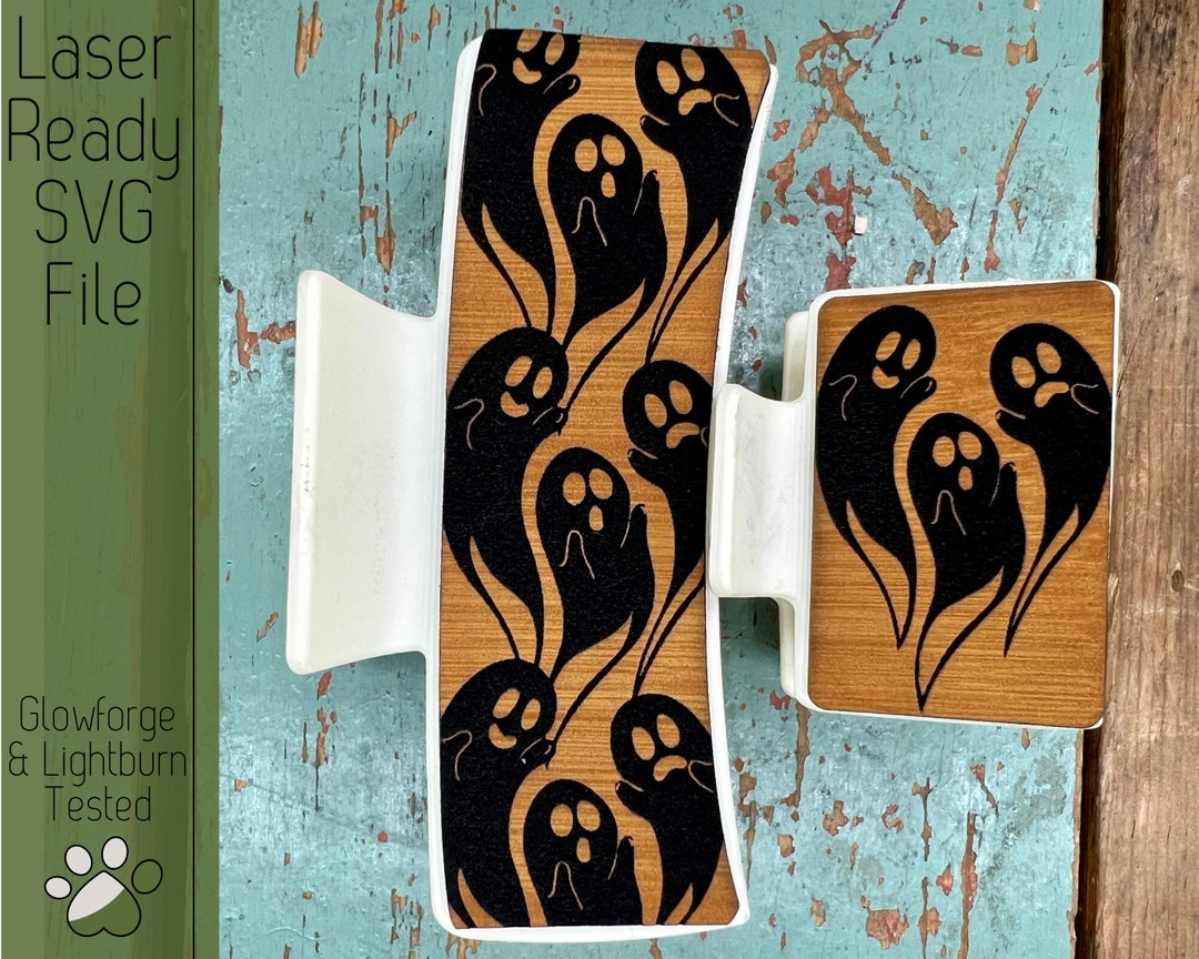Ghosts Hair Clip SVG File for Laser Cutters, Large and Small Claw Hair ...