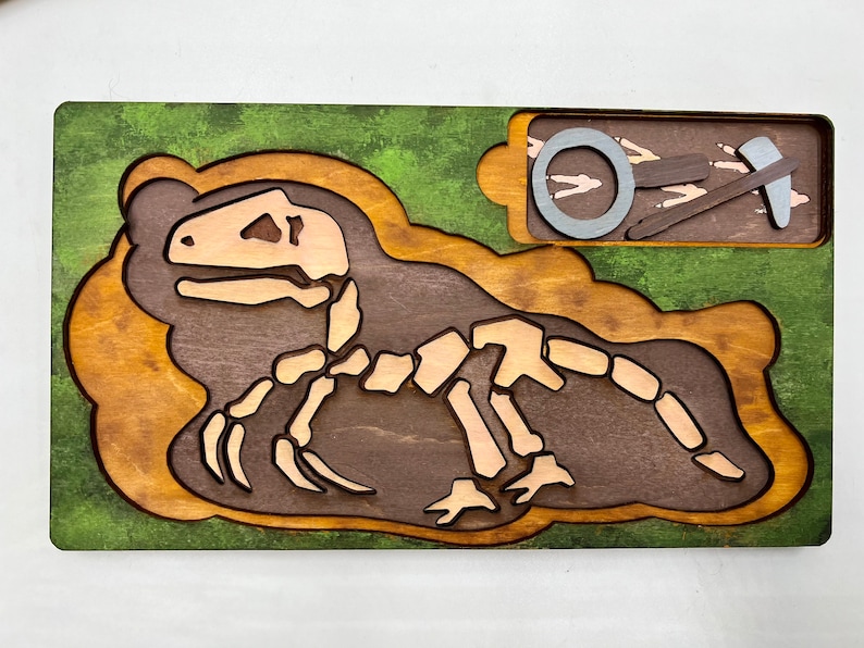 Dinosaur Dig Fossil Layered Puzzle SVG for Glowforge and Laser - Etsy