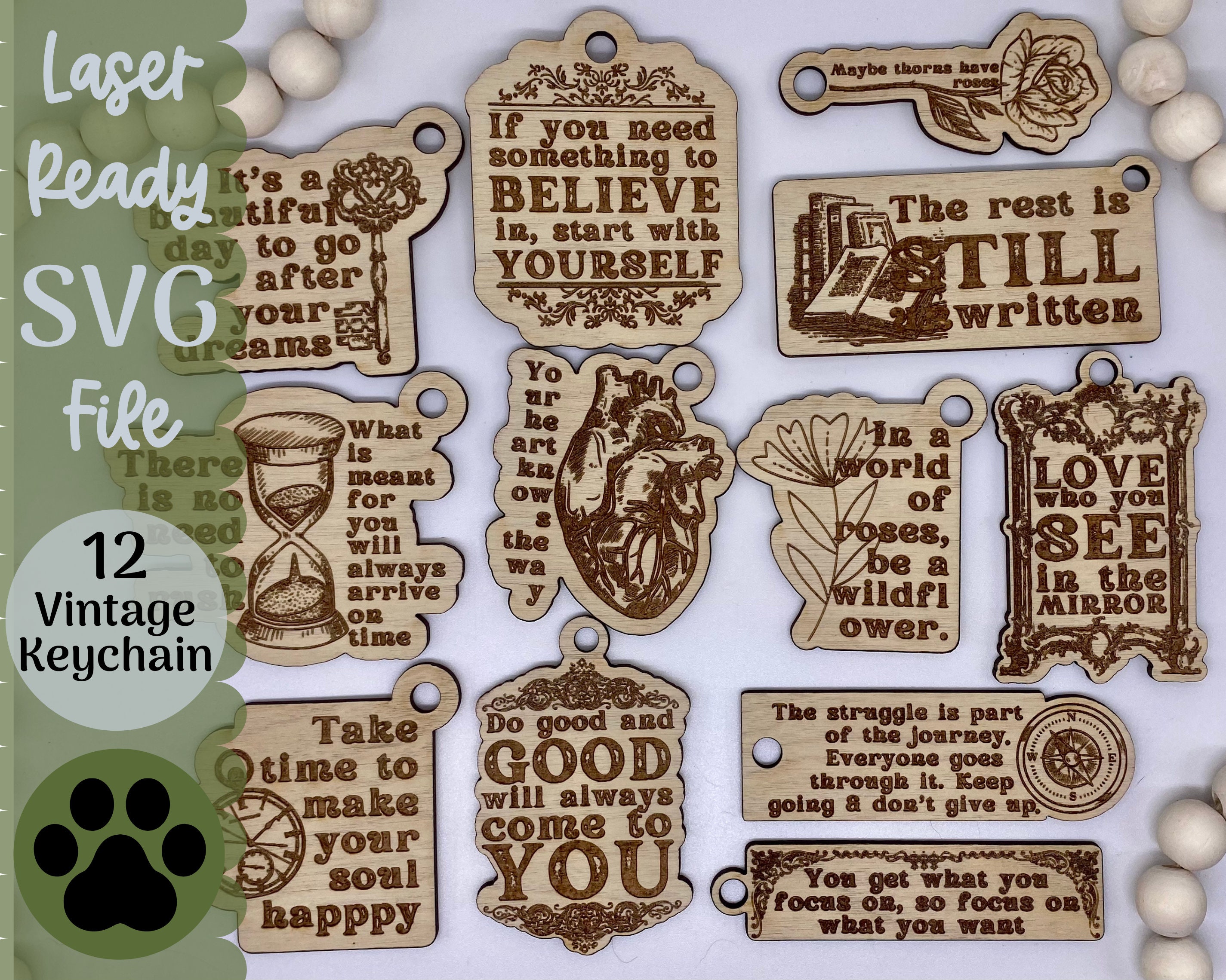 Keychain Bundle SVG File for Glowforge and Laser Cutters - Etsy