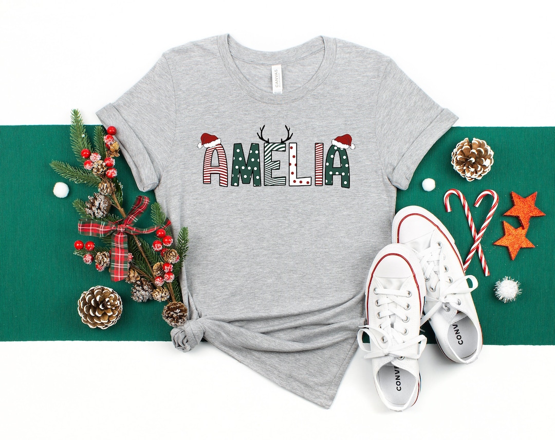 Custom Christmas Reindeer Name Shirt: Holiday Crew Tee - Etsy