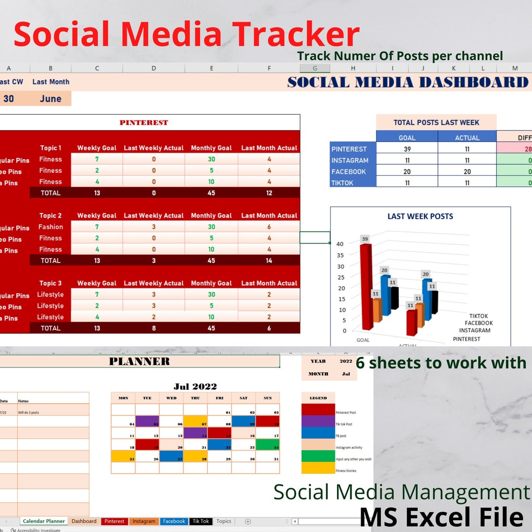 Social Media Spreadsheets, Social Media Excel Template Managment ...