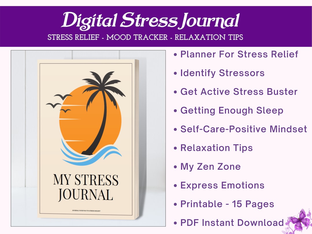 Digital Stress Journal - Stress Management - Stress Relief - Mood ...