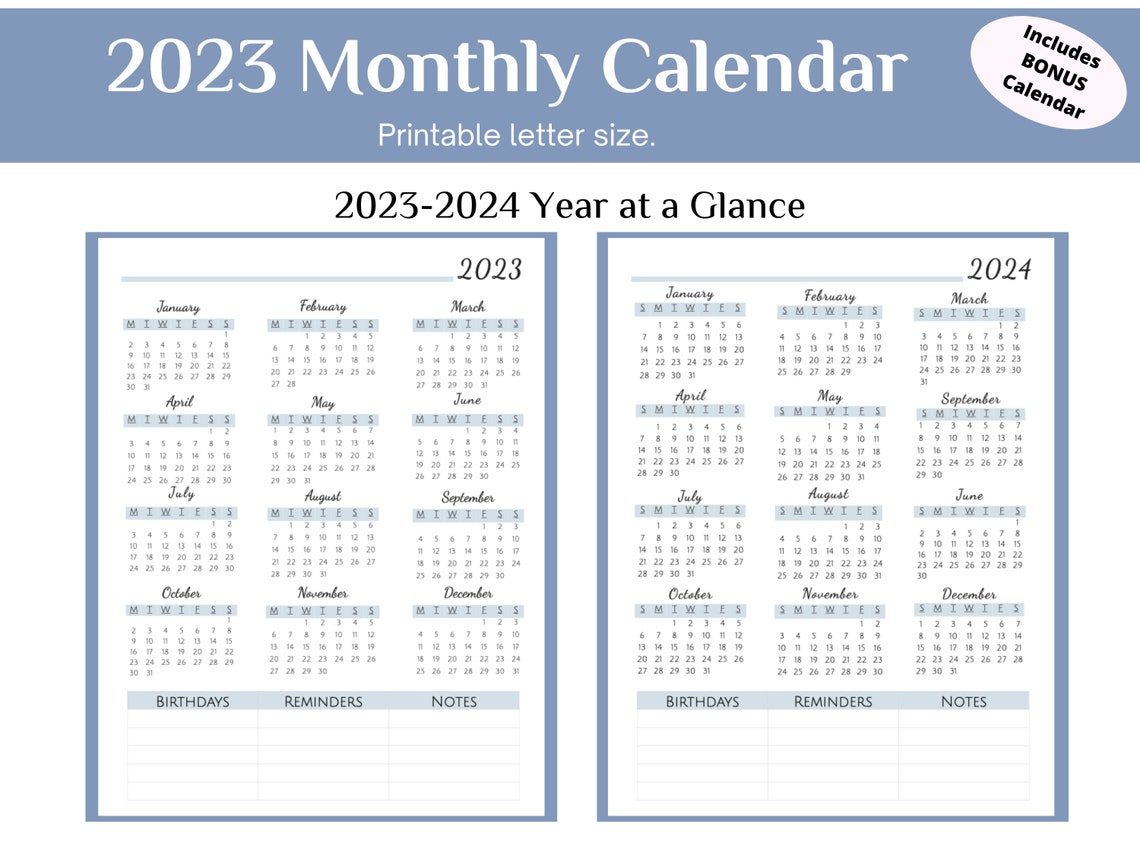 2023 Druckbare Kalender 2023-2024 Jahr im Überblick 2023 Monatskalender ...
