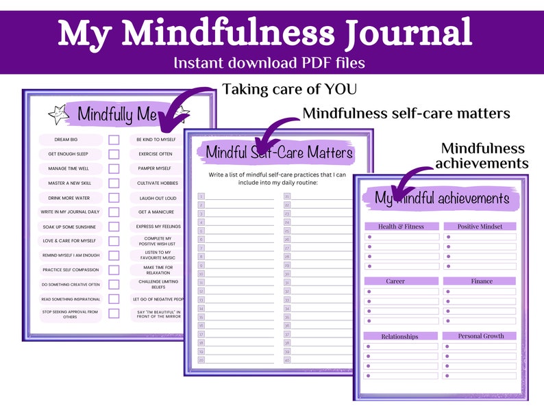 Mindfulness Journal Printable A Journal for Reflection and Renewal - Etsy